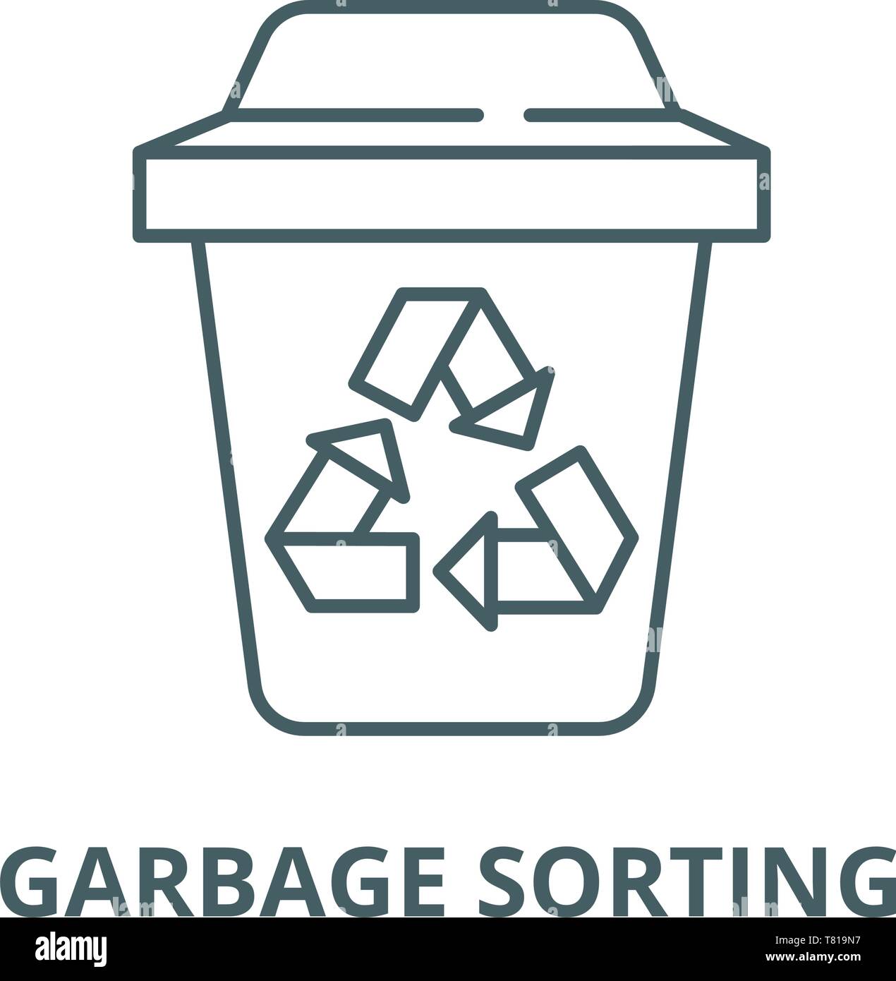 Garbage sorting vector line icon, linear concept, outline sign, symbol ...