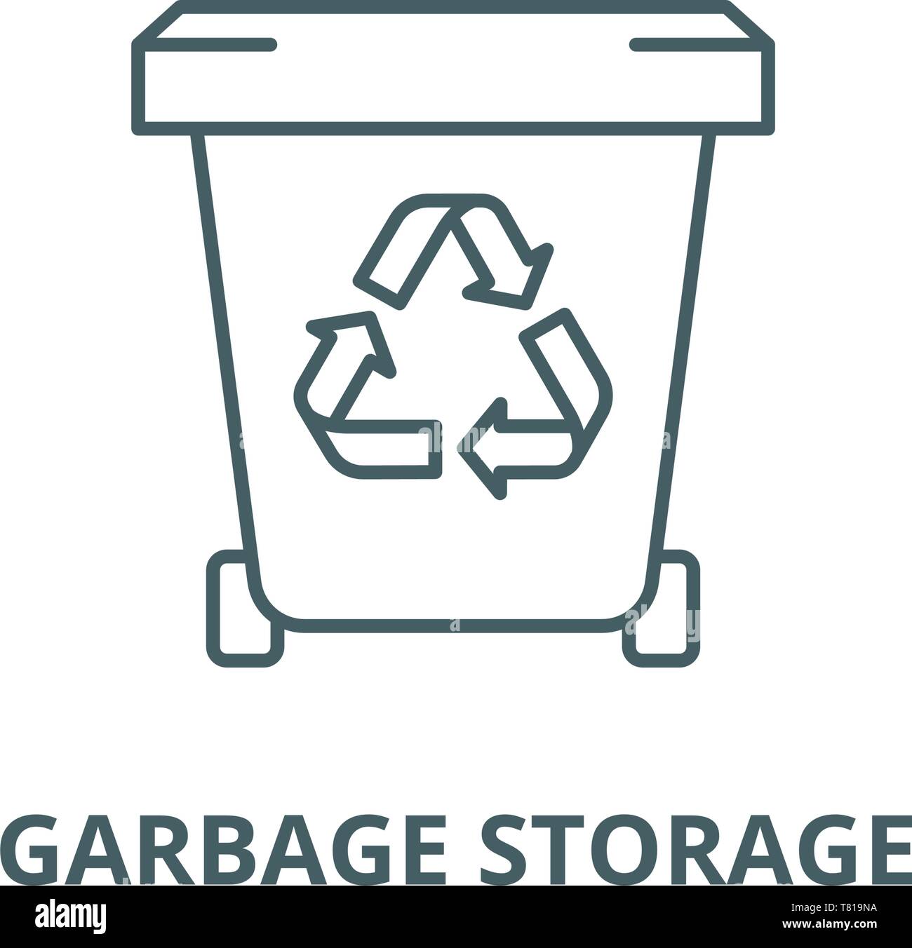 Garbage storage vector line icon, linear concept, outline sign, symbol ...