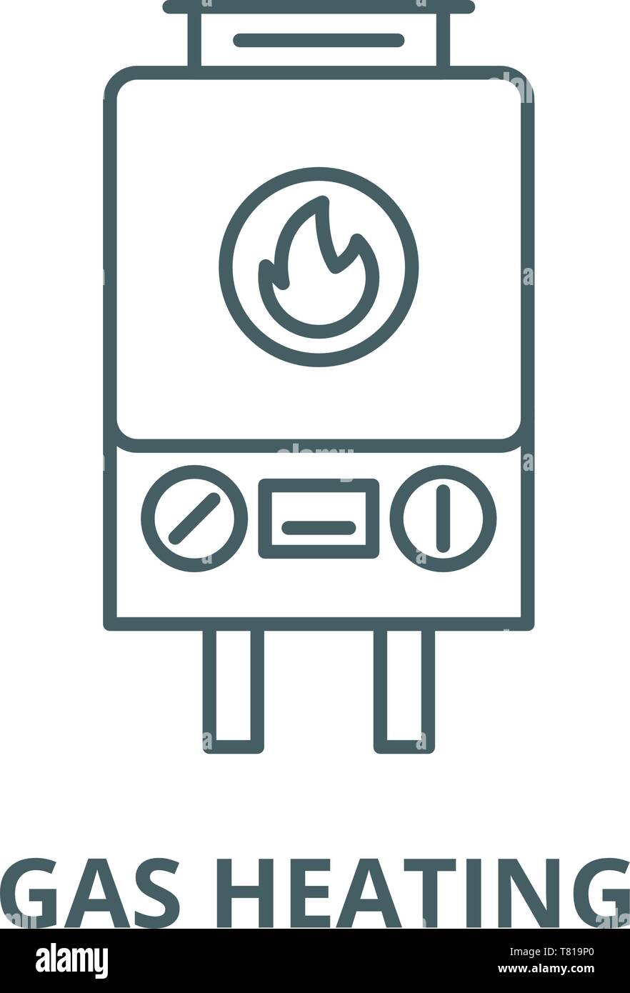 Gas heating vector line icon, linear concept, outline sign, symbol ...