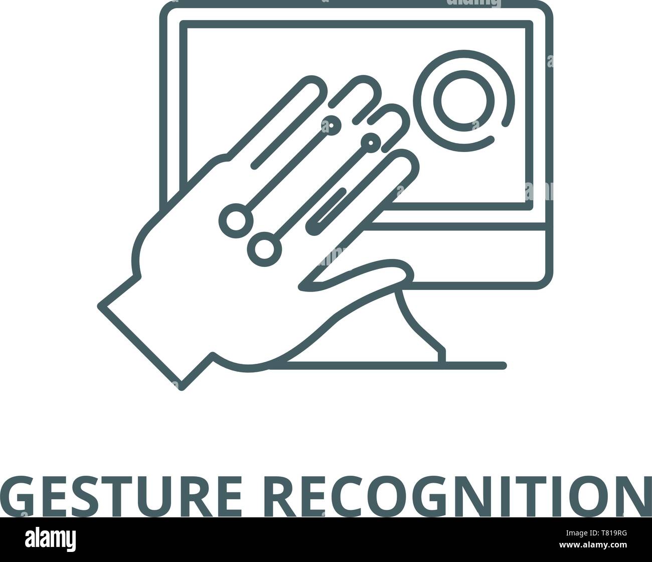 Gesture recognition system vector line icon, linear concept, outline ...