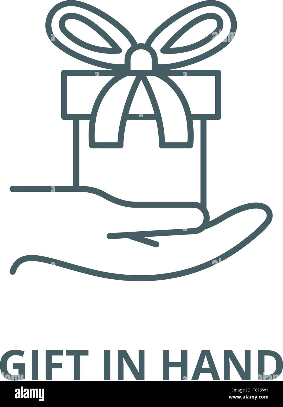 Gift in hand vector line icon, linear concept, outline sign, symbol ...