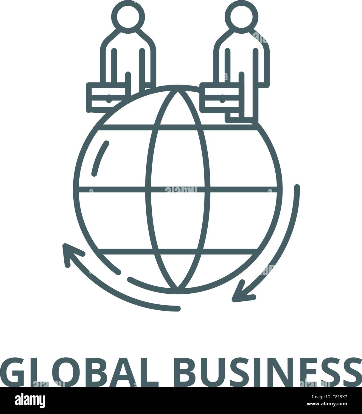 Global business vector line icon, linear concept, outline sign, symbol ...