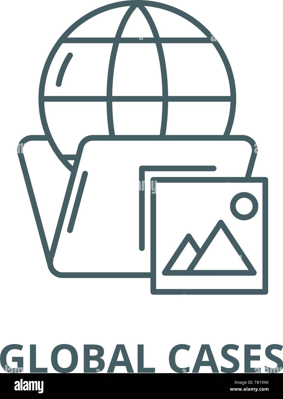 Global cases vector line icon, linear concept, outline sign, symbol ...