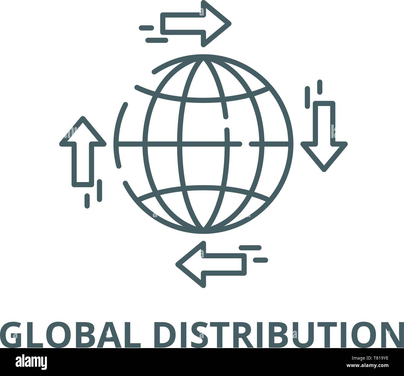 Global distribution vector line icon, linear concept, outline sign ...