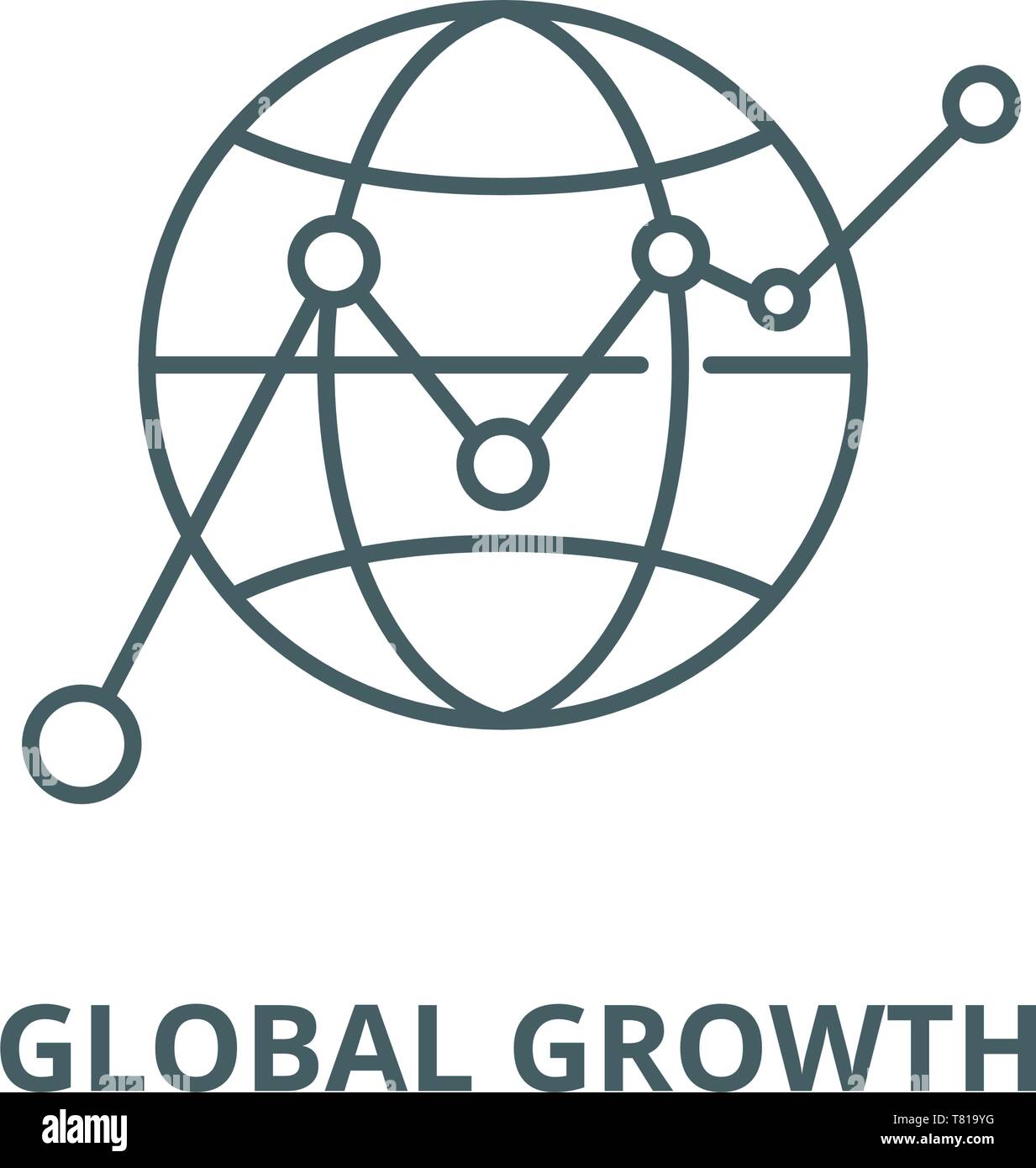 Global growth vector line icon, linear concept, outline sign, symbol ...