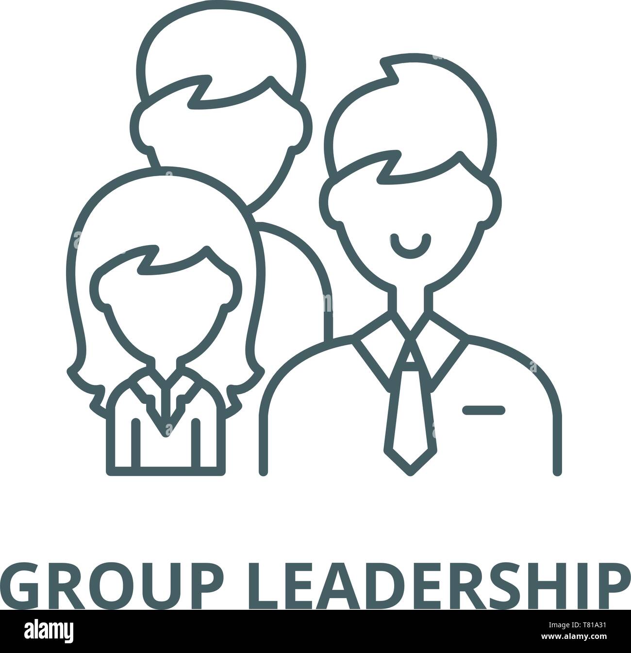 Group leadership vector line icon, linear concept, outline sign, symbol ...