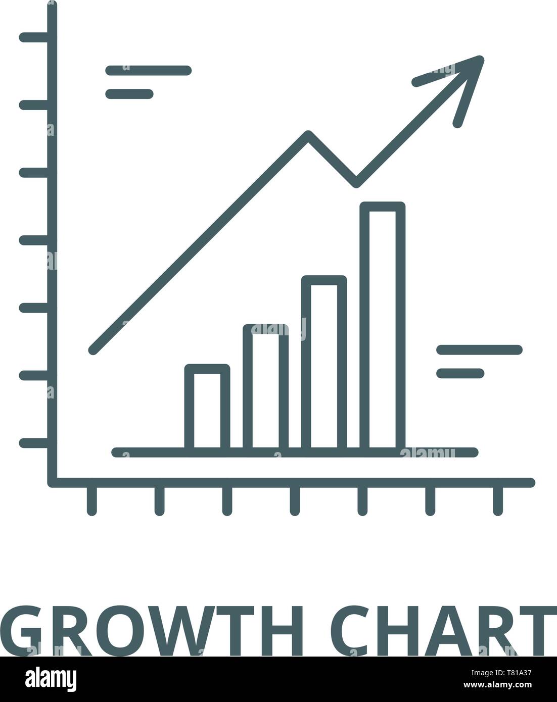 Growth chart vector line icon, linear concept, outline sign, symbol ...
