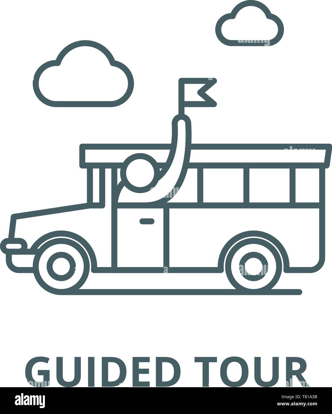 Guided tour vector line icon, linear concept, outline sign, symbol ...