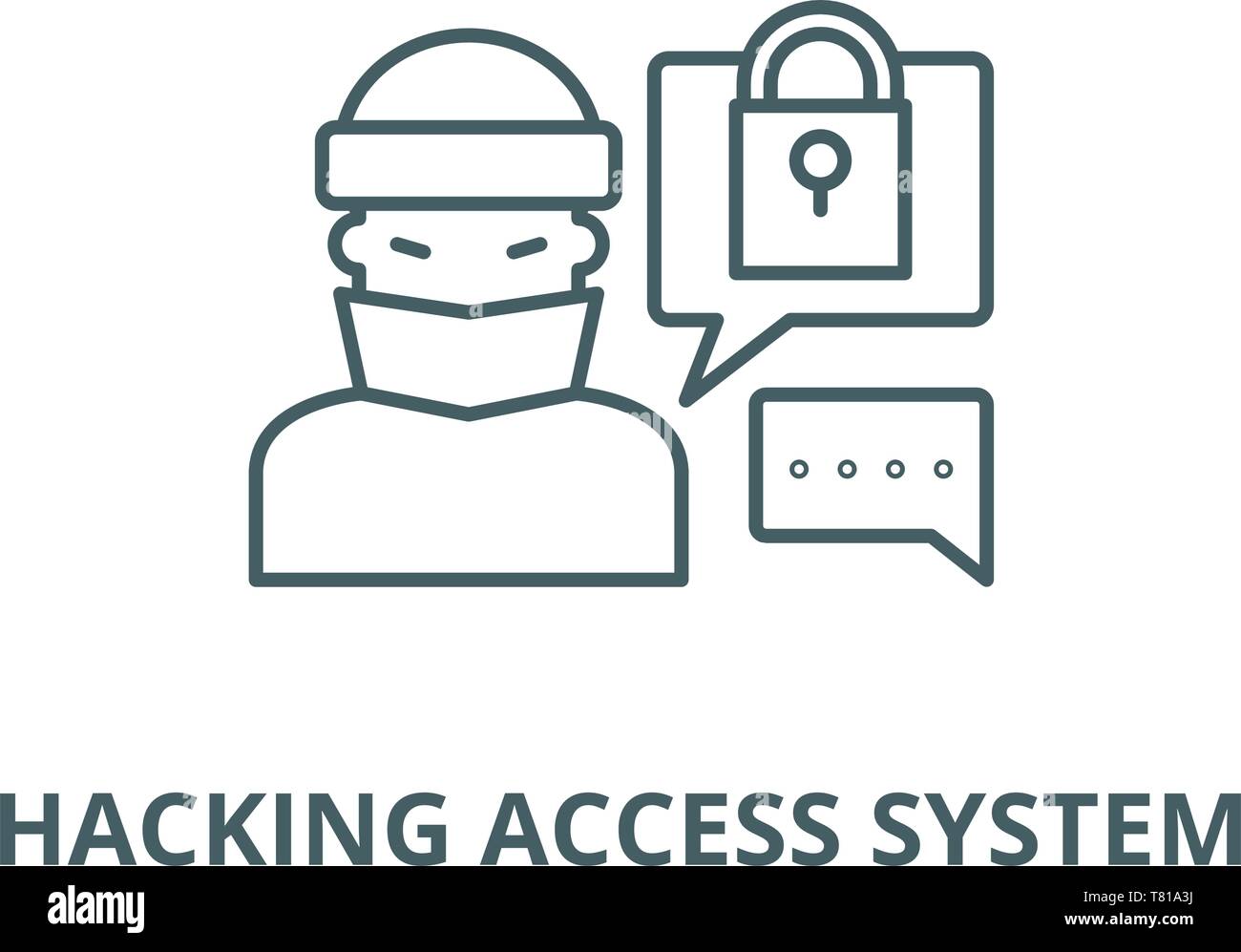 Hacking access system vector line icon, linear concept, outline sign ...