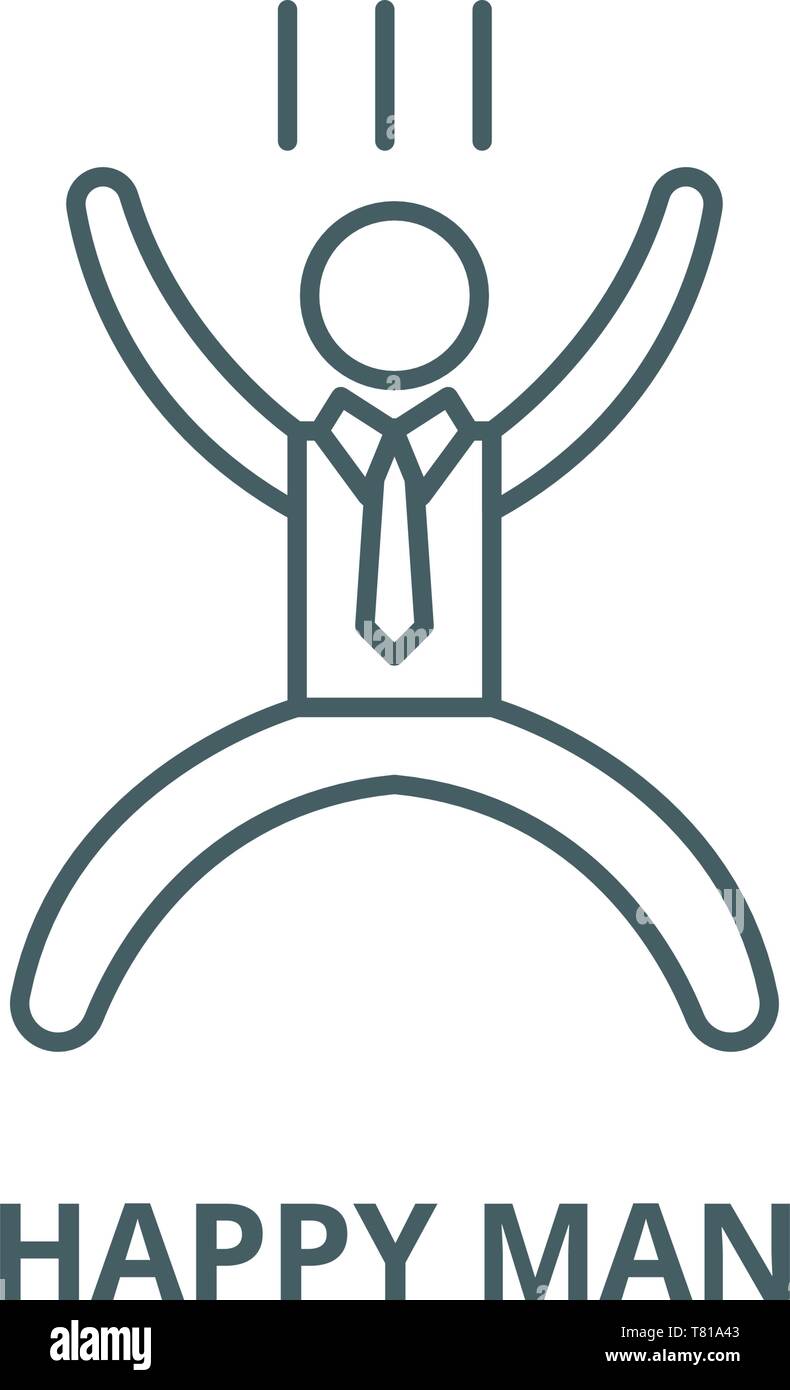 Happy man vector line icon, linear concept, outline sign, symbol Stock ...