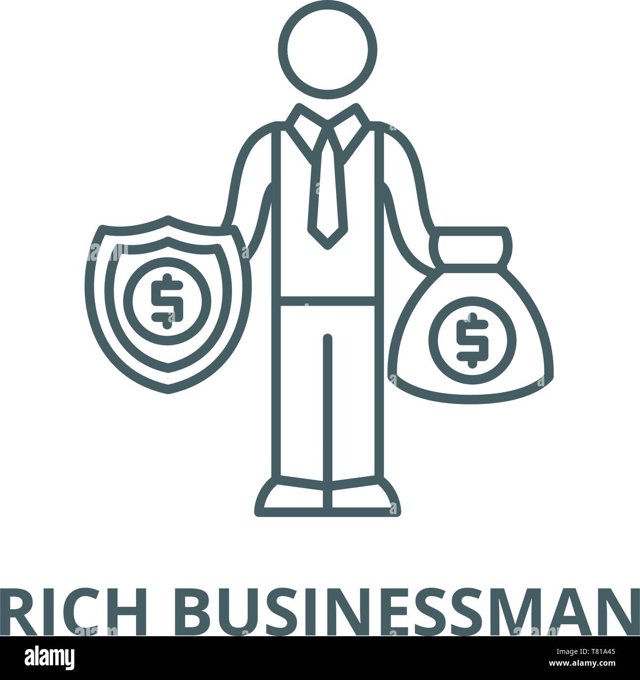 Happy rich businessman vector line icon, linear concept, outline sign, symbol Stock Vector Image ...