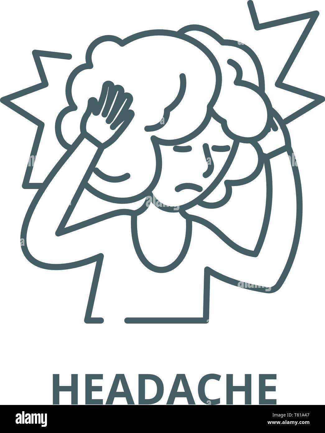 Headache vector line icon, linear concept, outline sign, symbol Stock ...