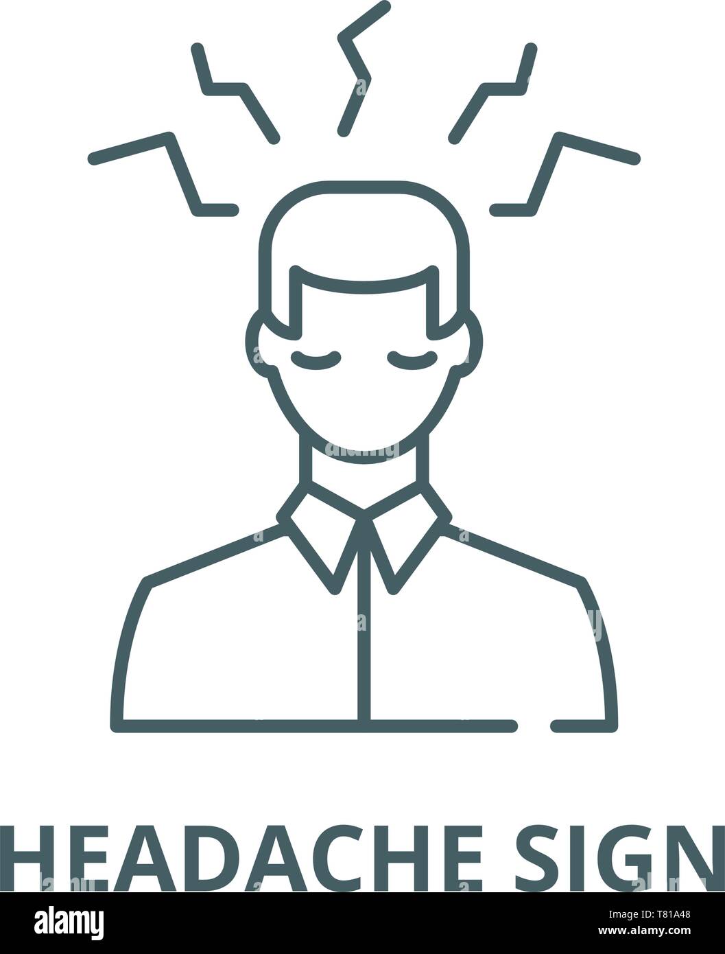 Headache sign vector line icon, linear concept, outline sign, symbol ...