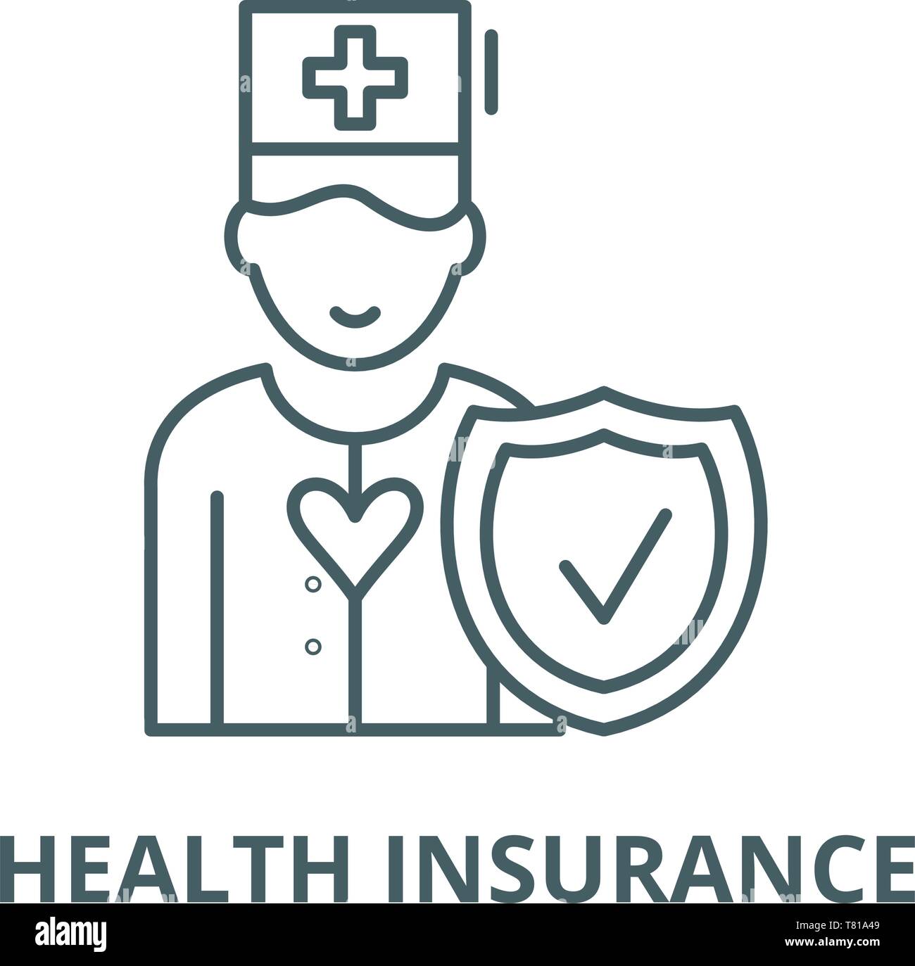 Health insurance vector line icon, linear concept, outline sign, symbol ...