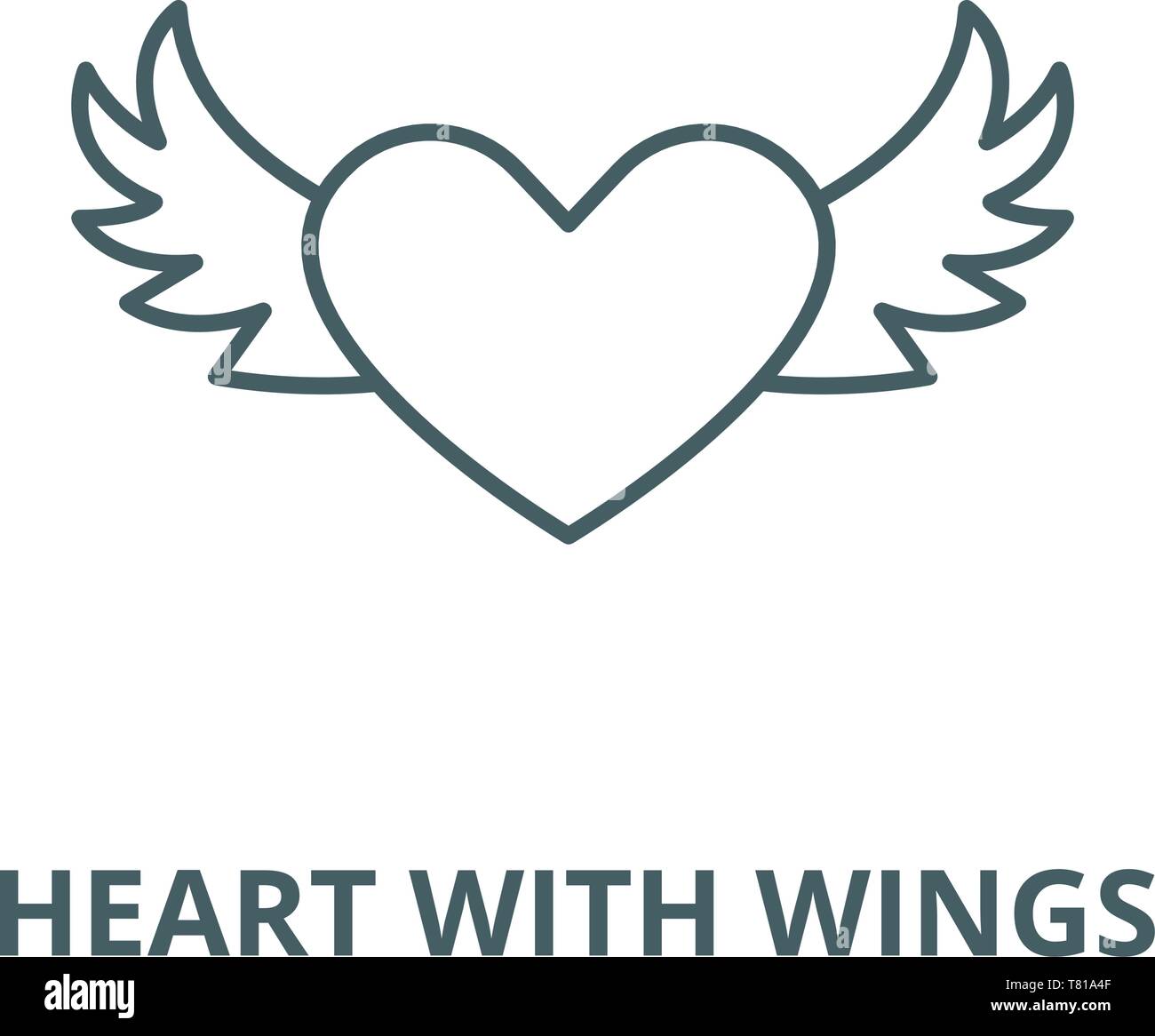 Heart with wings vector line icon, linear concept, outline sign, symbol ...