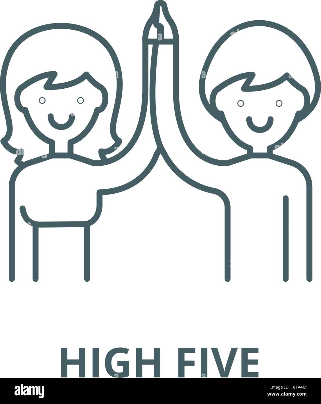 High five vector line icon, linear concept, outline sign, symbol Stock ...