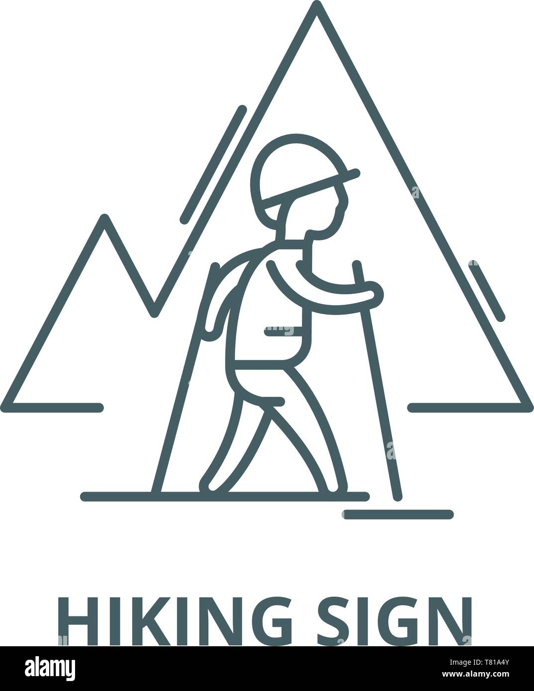 Hiking sign vector line icon, linear concept, outline sign, symbol ...