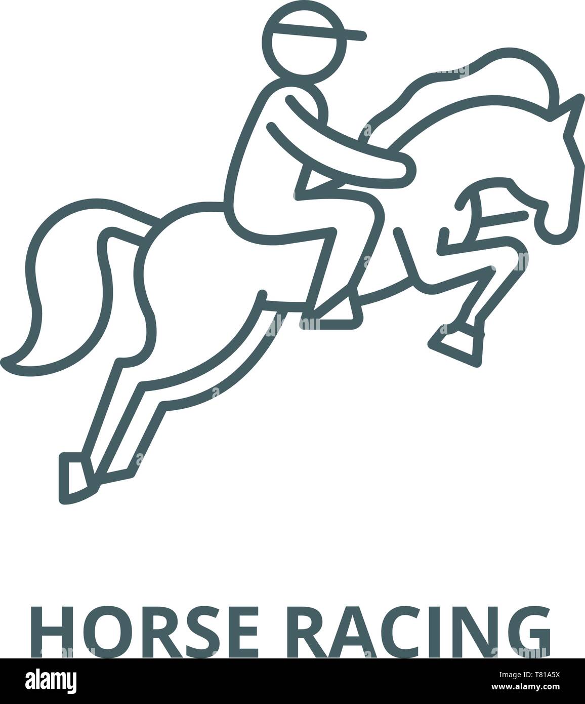 Horse racing vector line icon, linear concept, outline sign, symbol ...