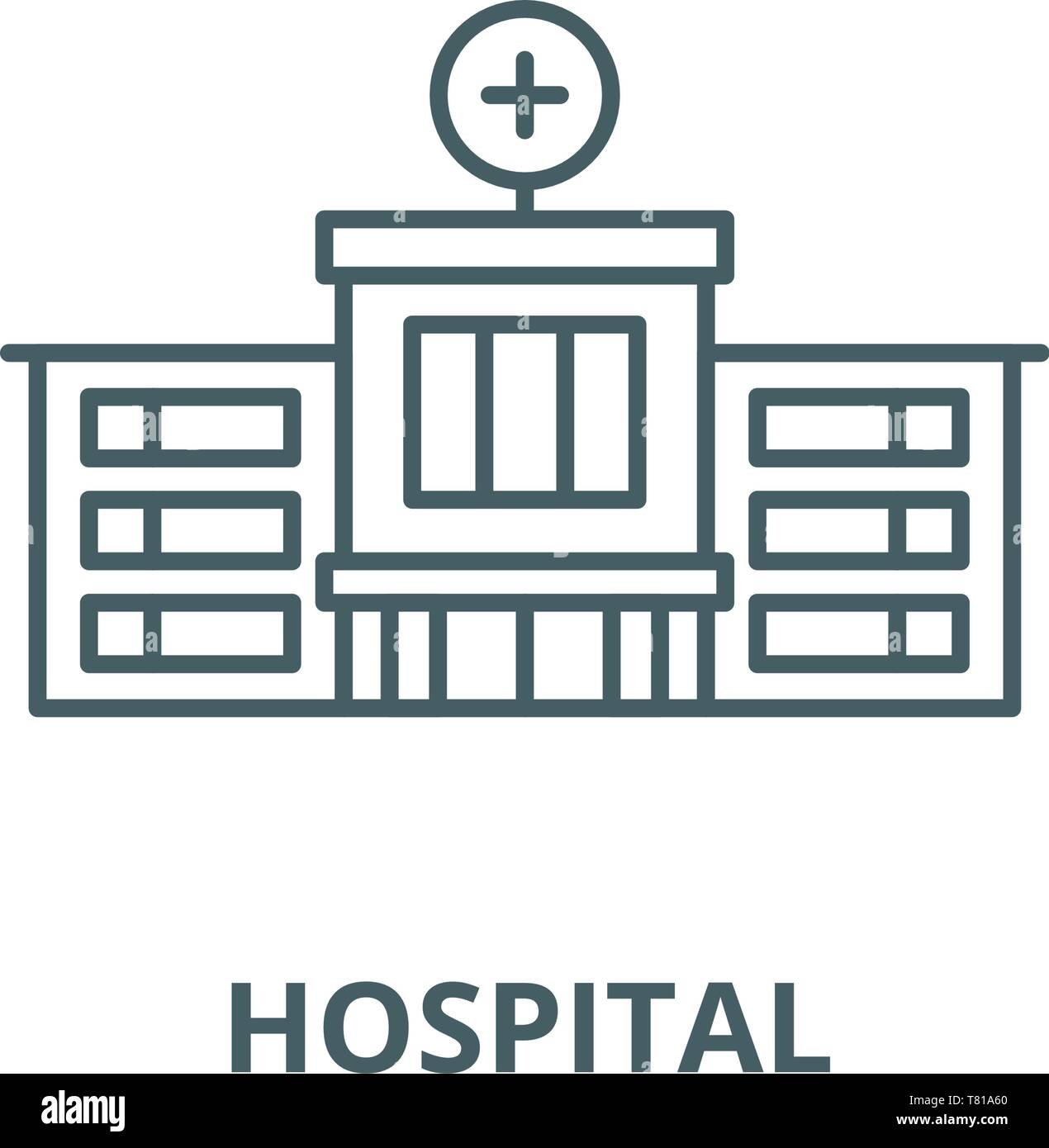 Hospital vector line icon, linear concept, outline sign, symbol Stock ...
