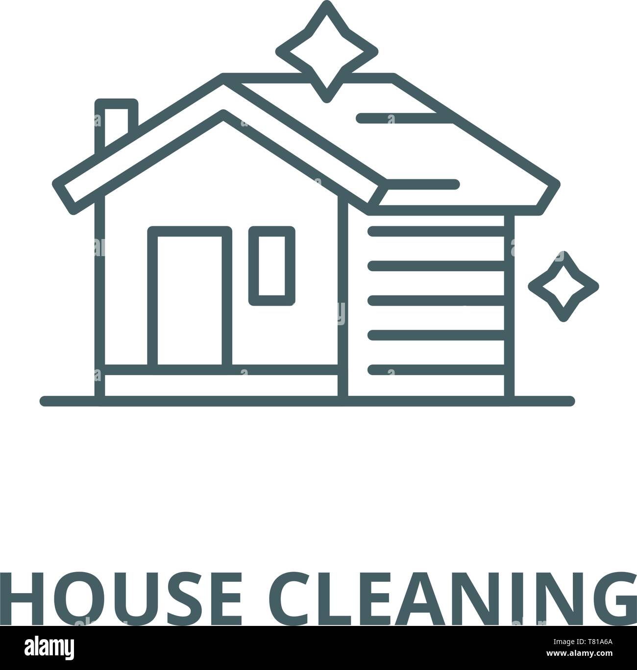 House cleaning vector line icon, linear concept, outline sign, symbol ...