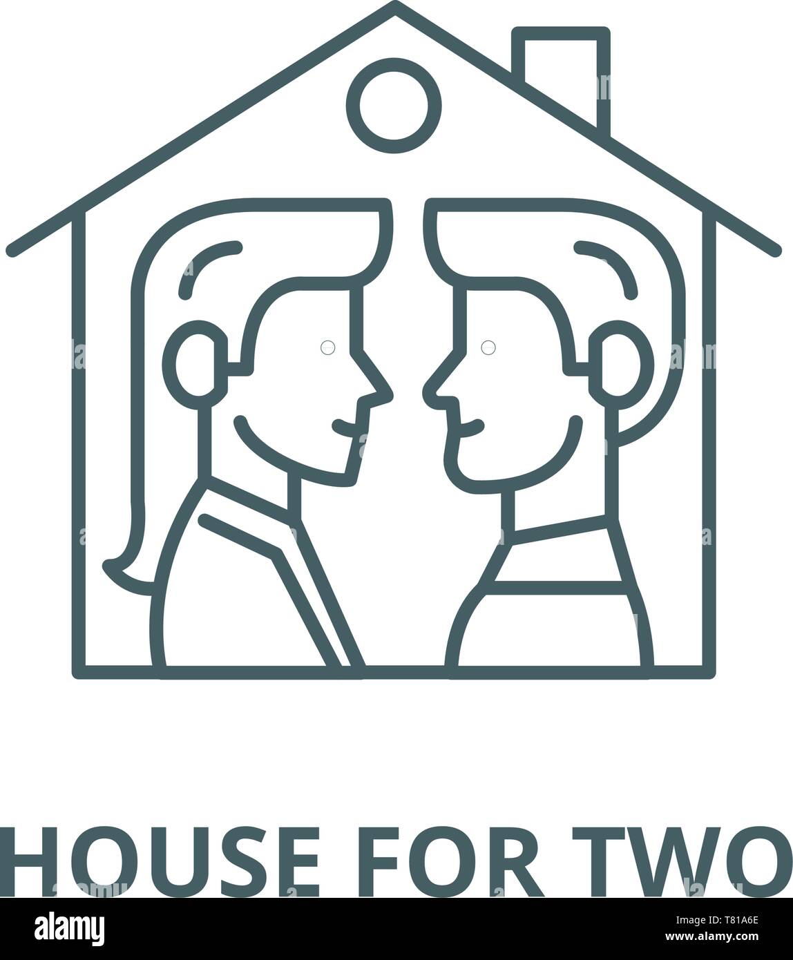 House for two vector line icon, linear concept, outline sign, symbol ...