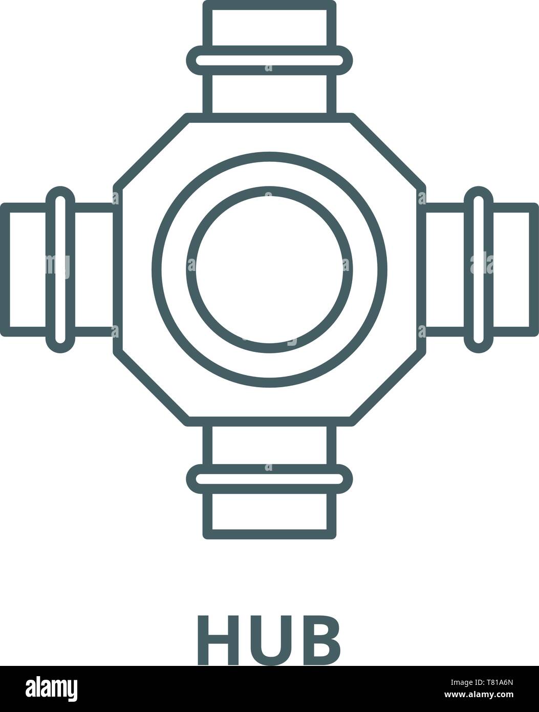 Hub vector line icon, linear concept, outline sign, symbol Stock Vector ...