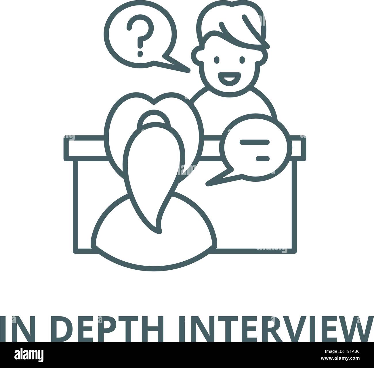 In depth interview vector line icon, linear concept, outline sign ... In depth interview vector line icon, linear concept, outline sign ...