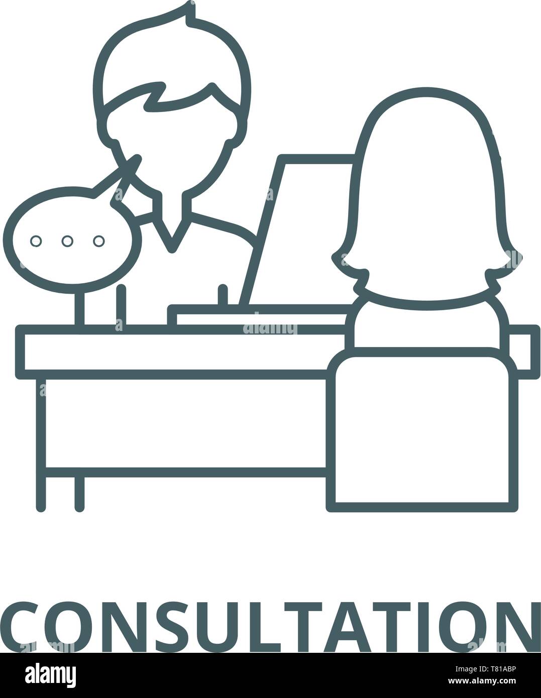 Individual consultation vector line icon, linear concept, outline sign ...
