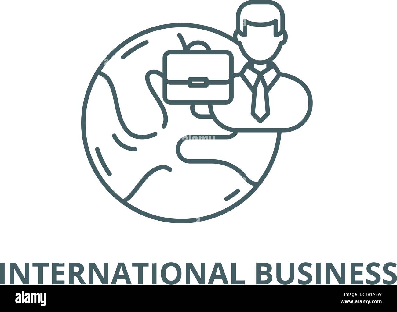 International business vector line icon, linear concept, outline sign ...
