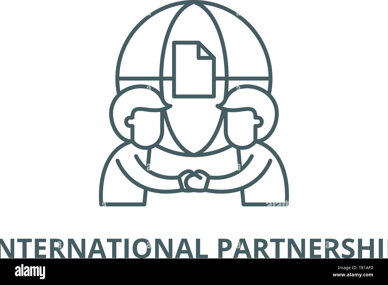 International partnership vector line icon, linear concept, outline ...