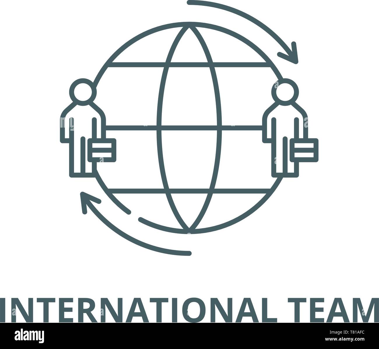 International team vector line icon, linear concept, outline sign ...