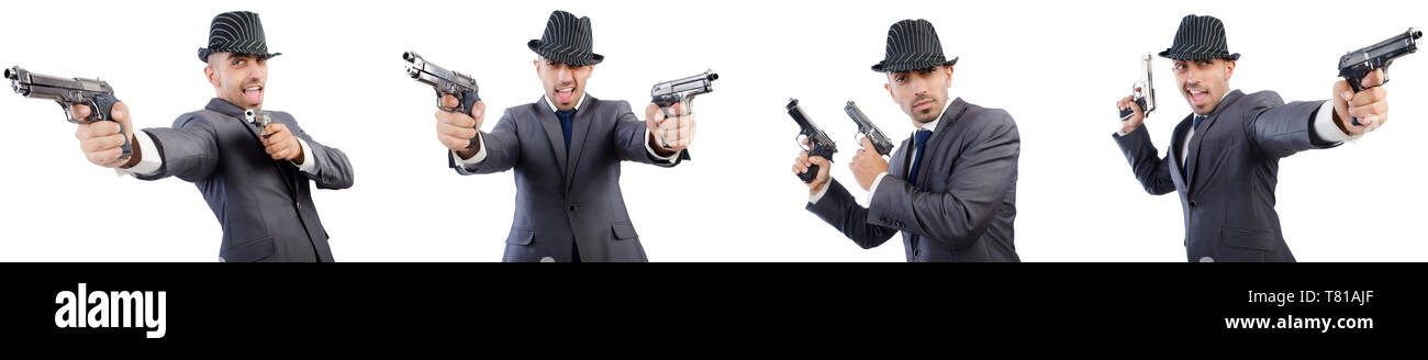 Young gangster in suit with handguns Stock Photo - Alamy
