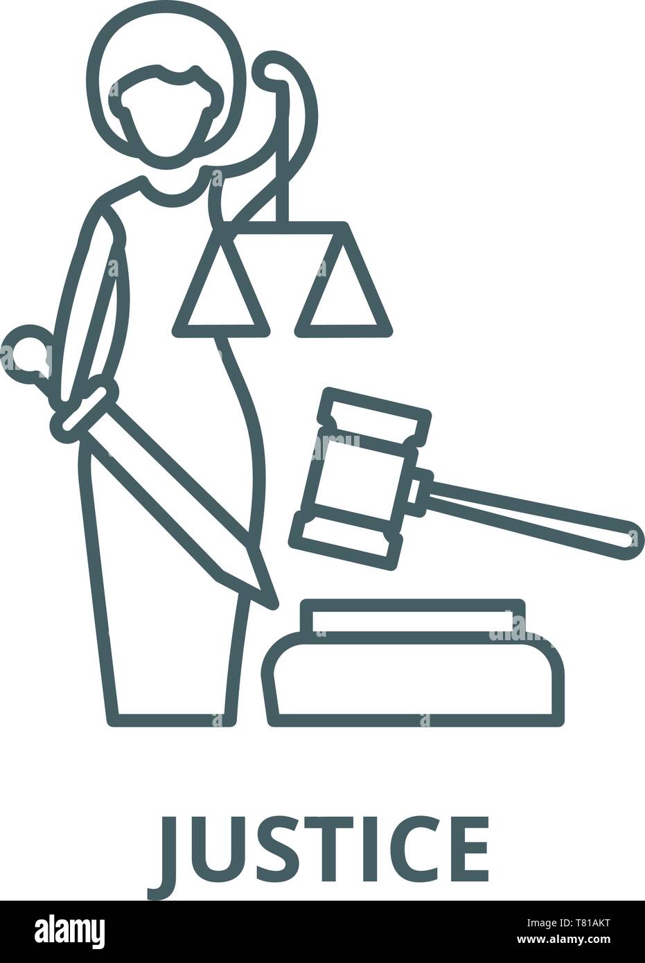 Justice vector line icon, linear concept, outline sign, symbol Stock ...