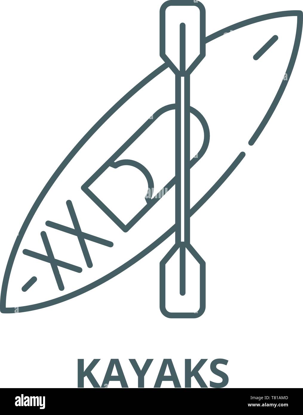 Kayaks vector line icon, linear concept, outline sign, symbol Stock ...