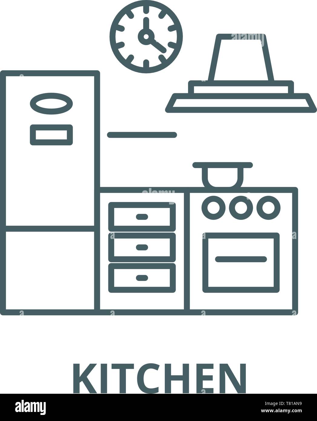 Kitchen vector line icon, linear concept, outline sign, symbol Stock ...