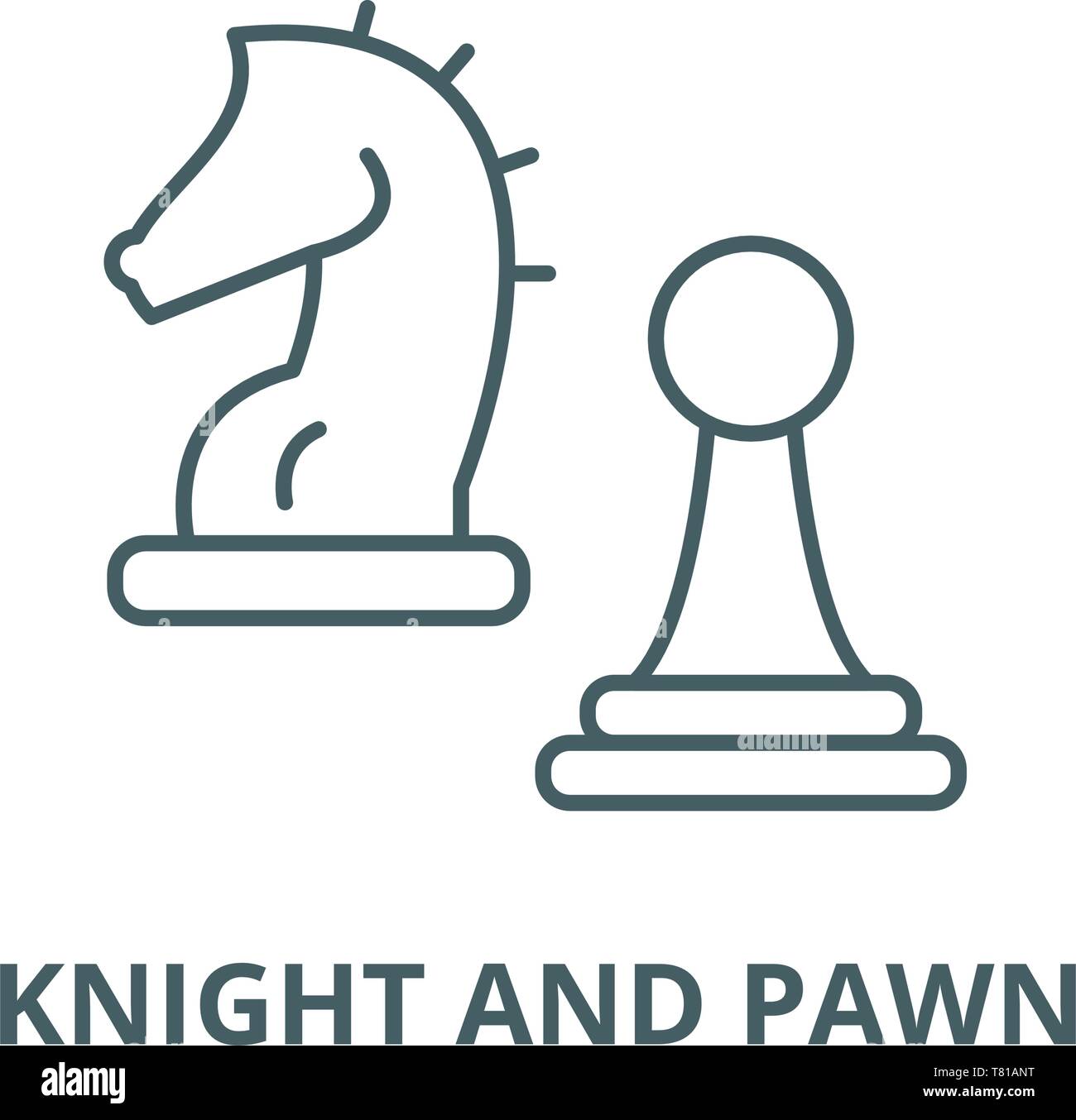 Knight and pawn vector line icon, linear concept, outline sign, symbol ...