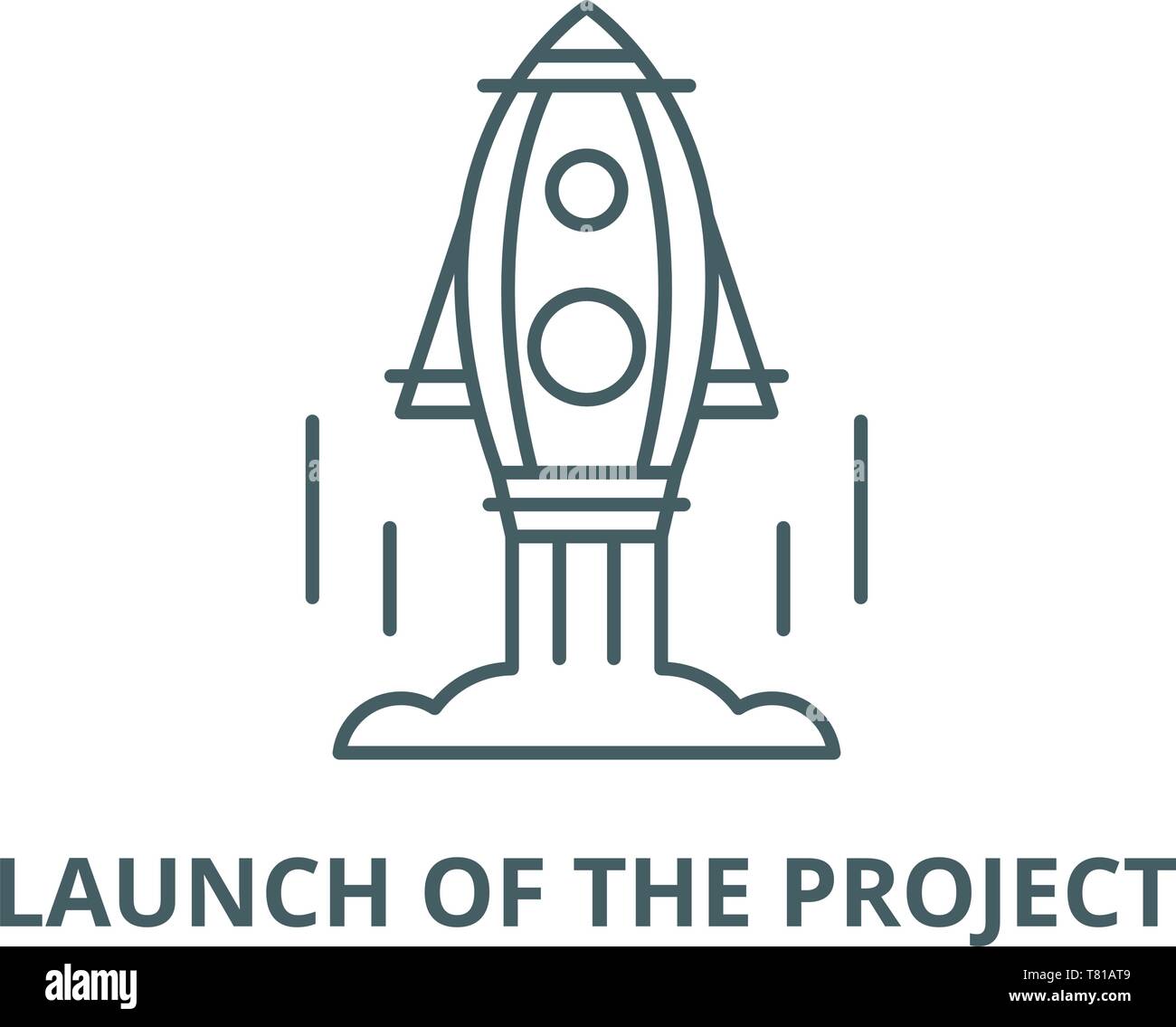 Launch of the project vector line icon, linear concept, outline sign ...