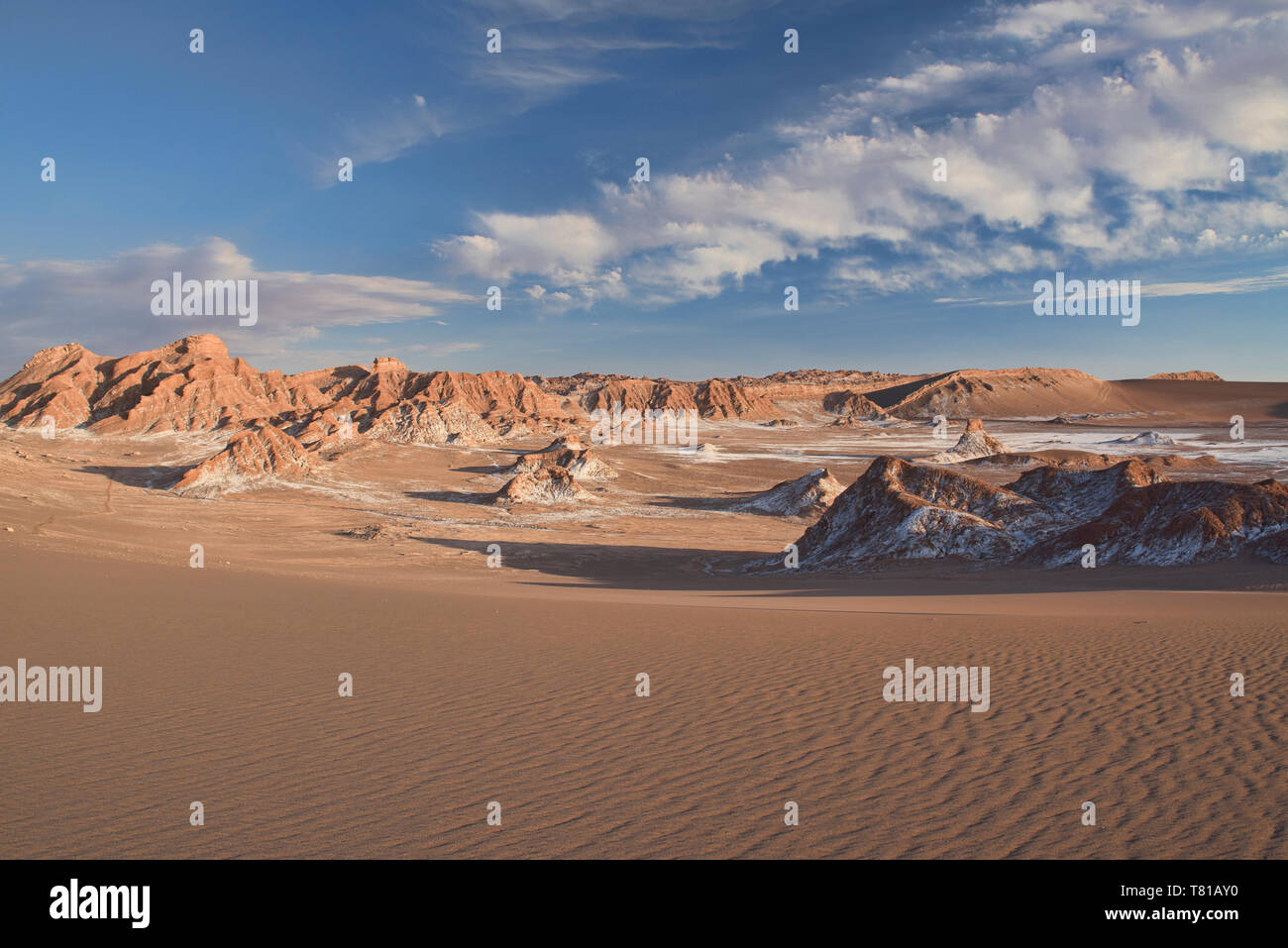 Salt, sand, and desertscape in the Moon Valley, San Pedro de Atacama ...