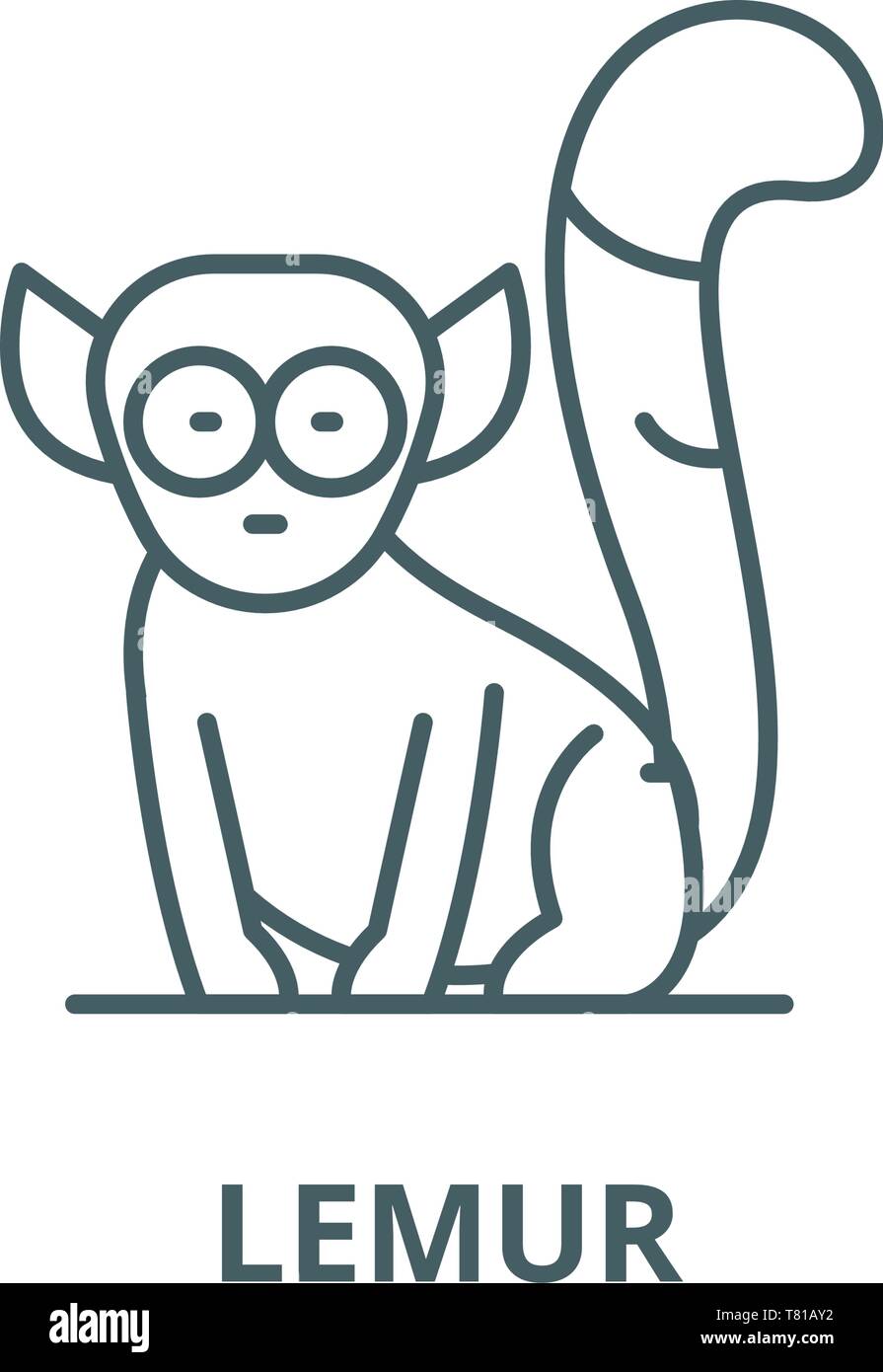 Lemur vector line icon, linear concept, outline sign, symbol Stock ...