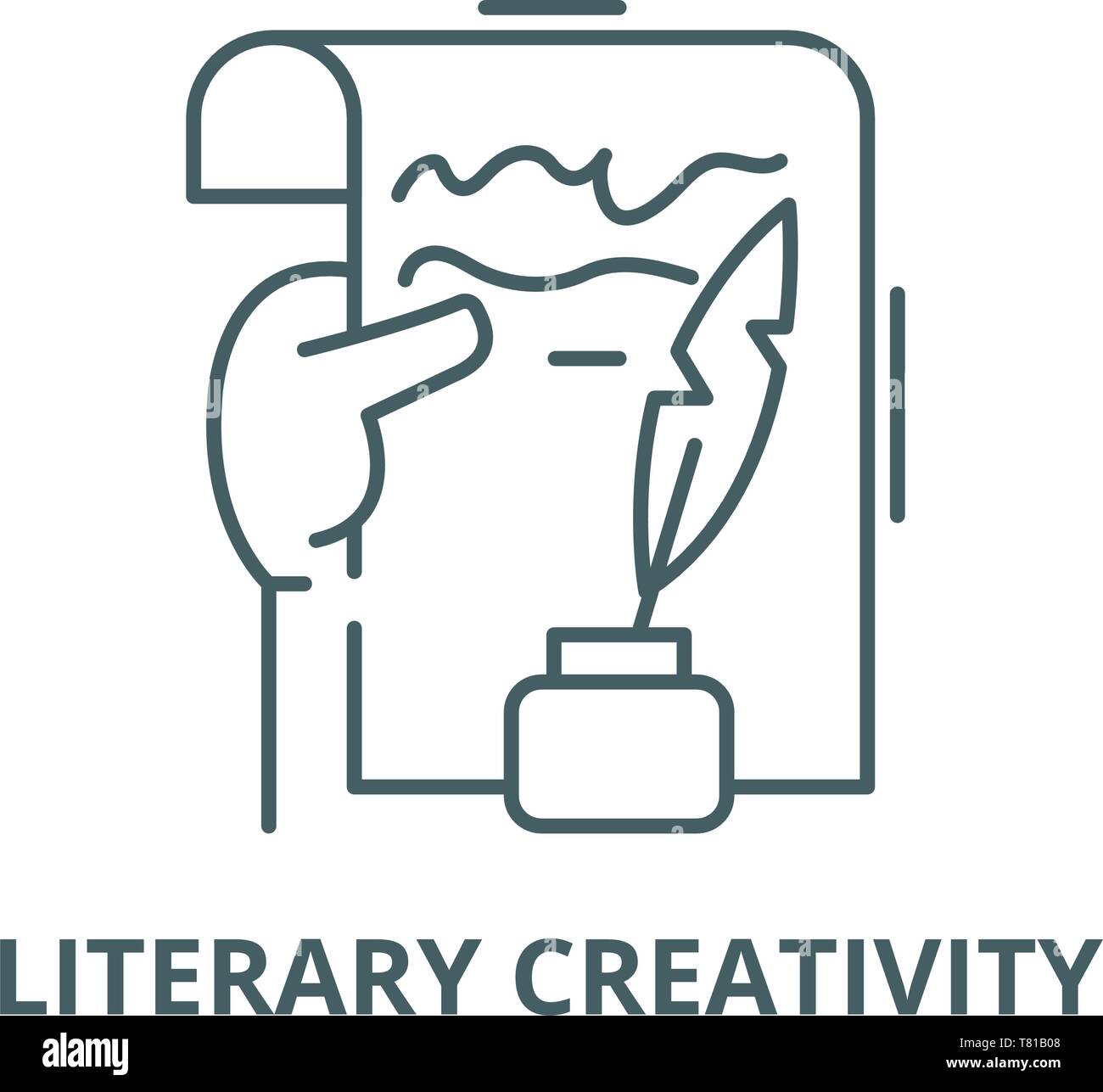 Literary creativity vector line icon, linear concept, outline sign ...