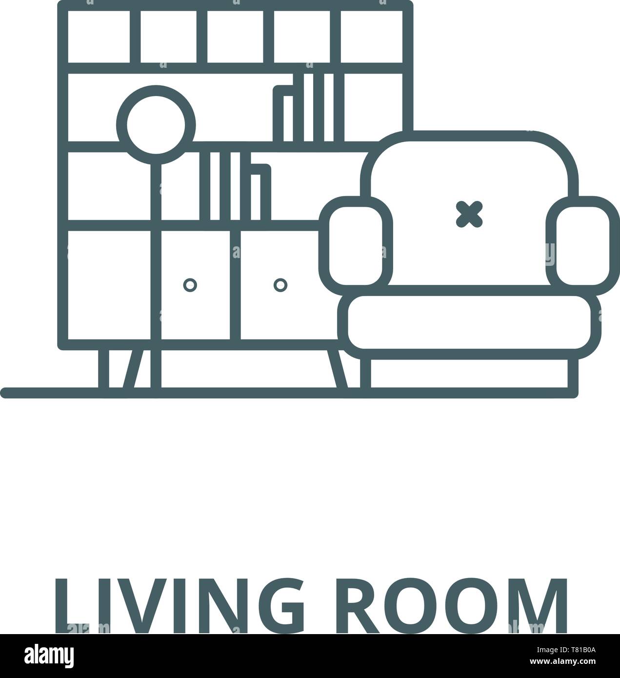 Living room vector line icon, linear concept, outline sign, symbol ...