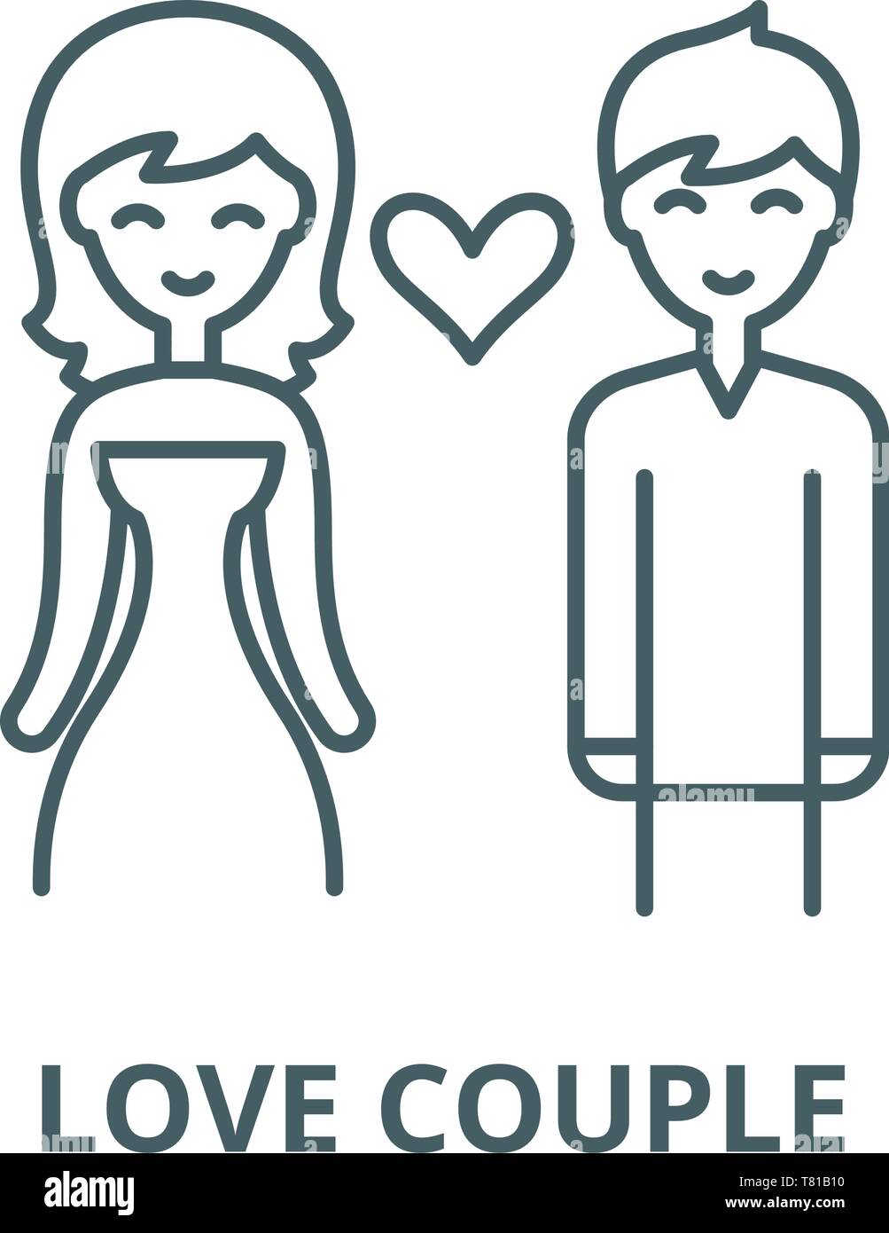 Love couple vector line icon, linear concept, outline sign, symbol ...