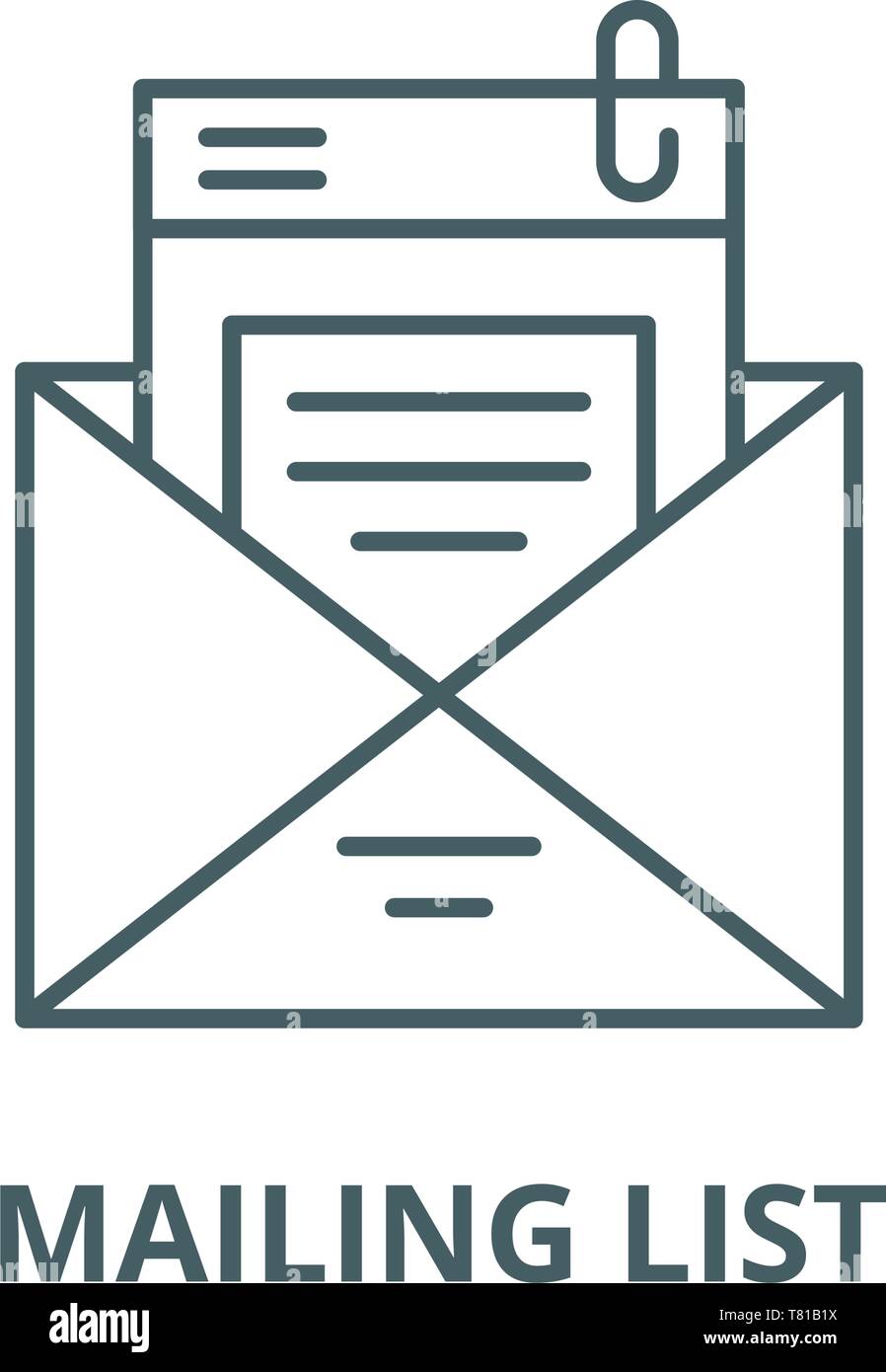 Mailing list vector line icon, linear concept, outline sign, symbol ...