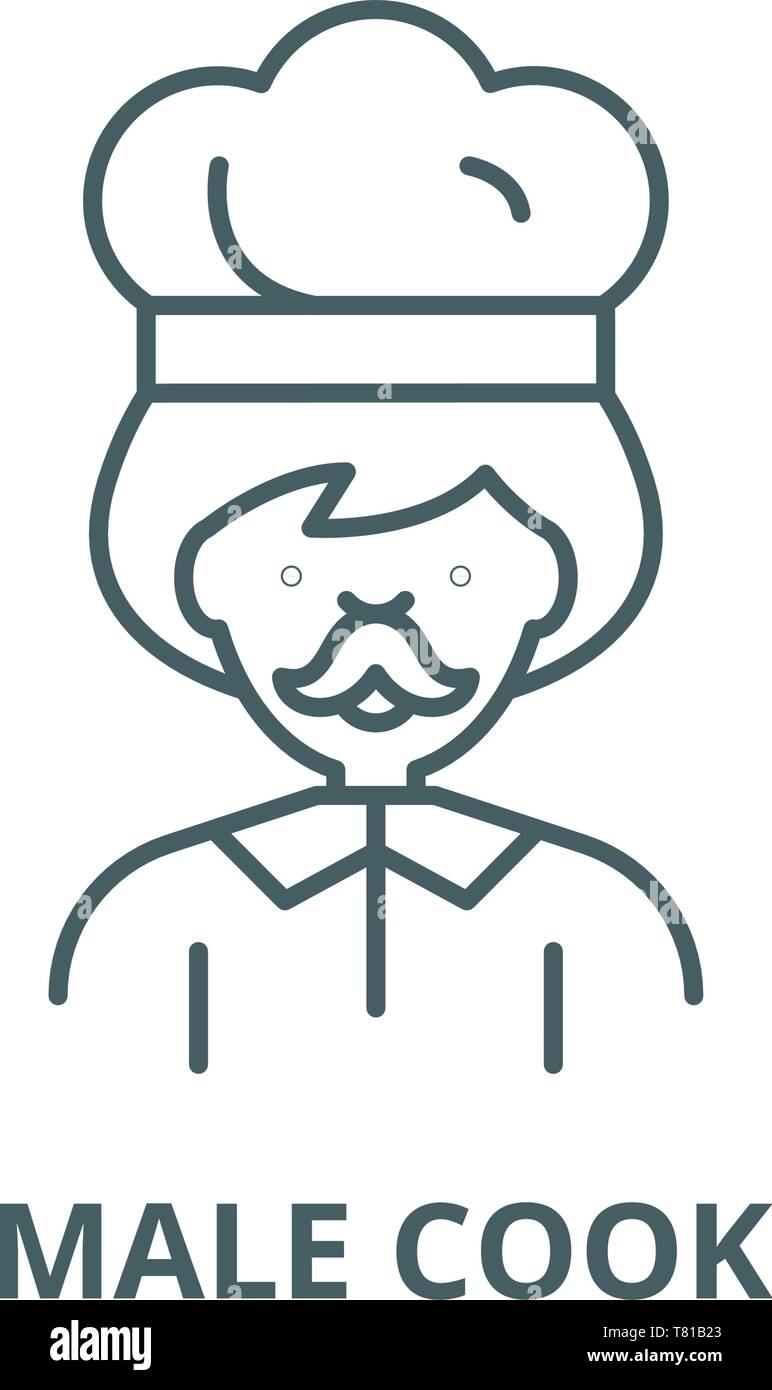 Male cook vector line icon, linear concept, outline sign, symbol Stock ...