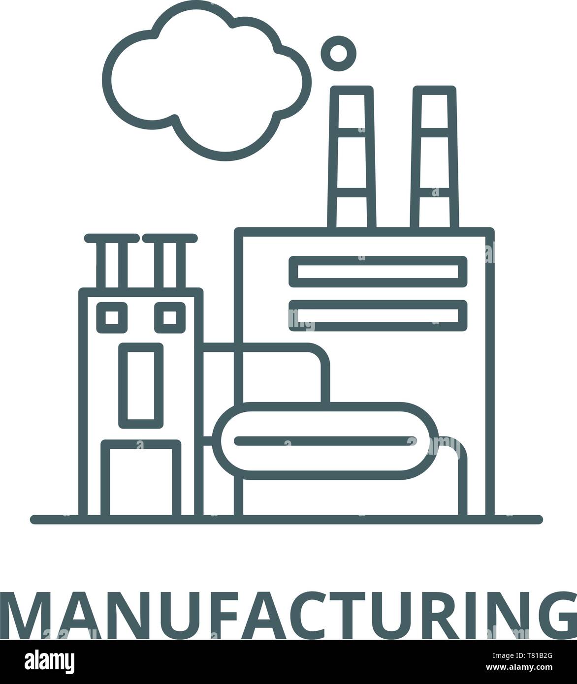 Manufacturing facility vector line icon, linear concept, outline sign ...