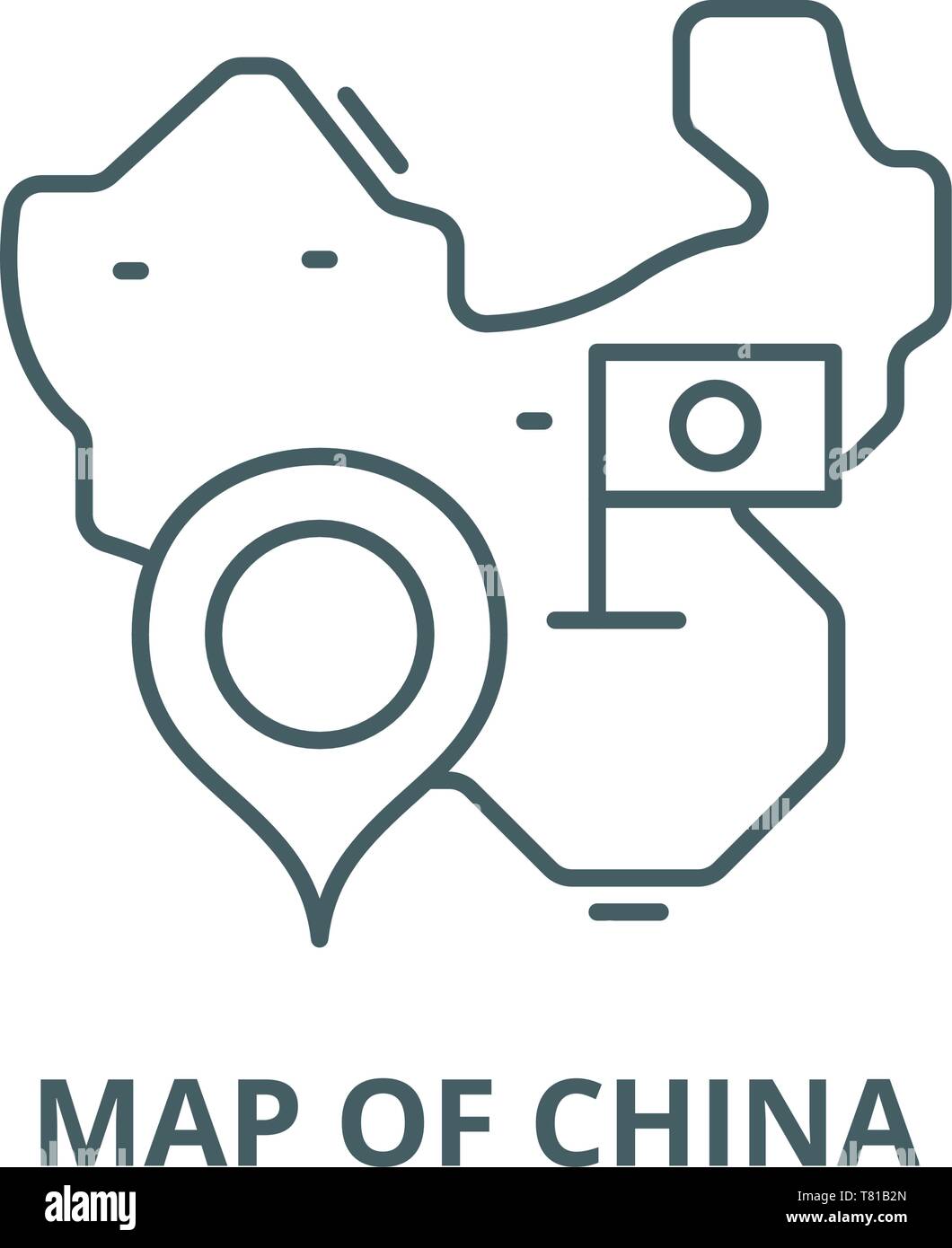 Map of china vector line icon, linear concept, outline sign, symbol ...