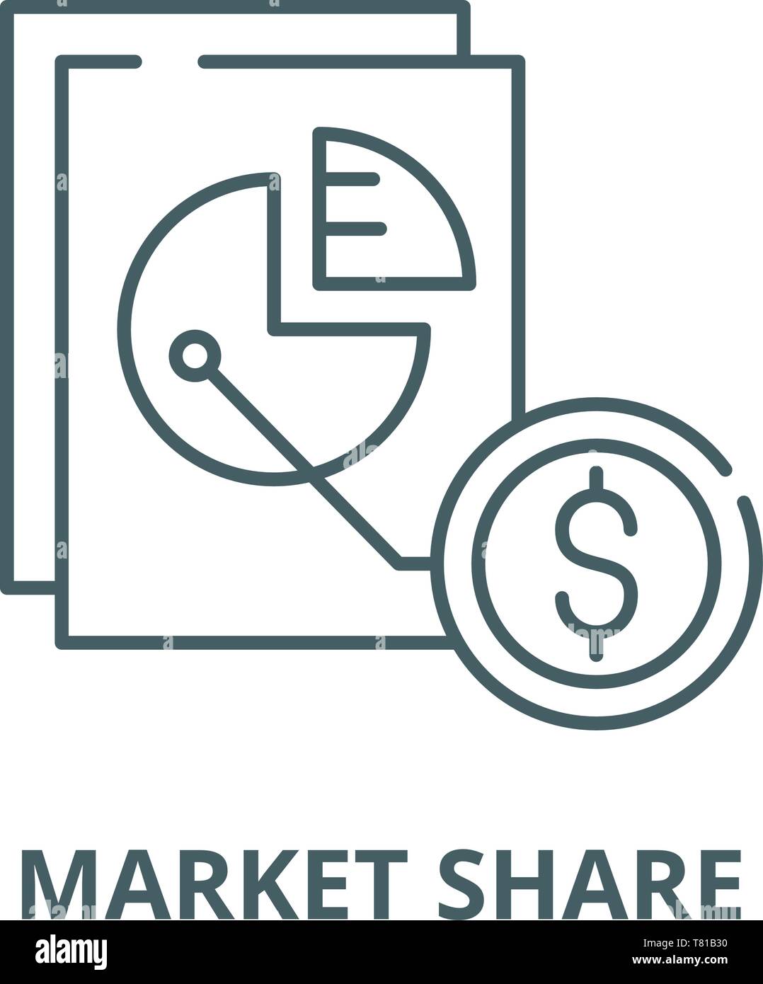 Market share vector line icon, linear concept, outline sign, symbol ...