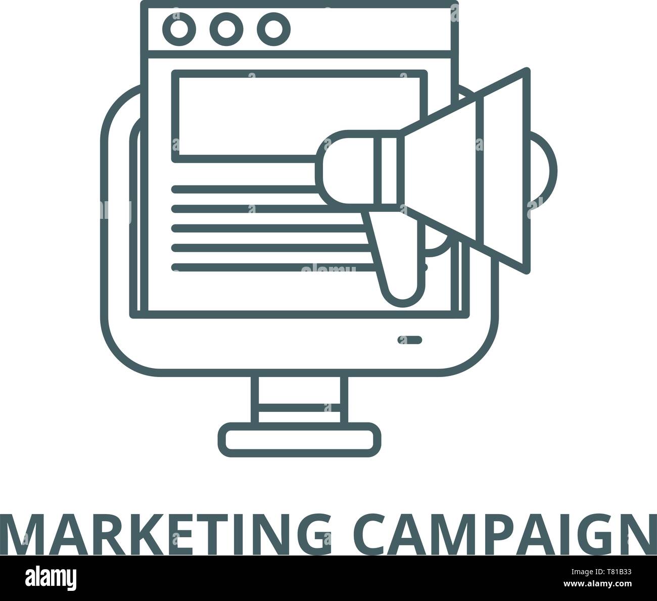 Marketing campaign vector line icon, linear concept, outline sign ...