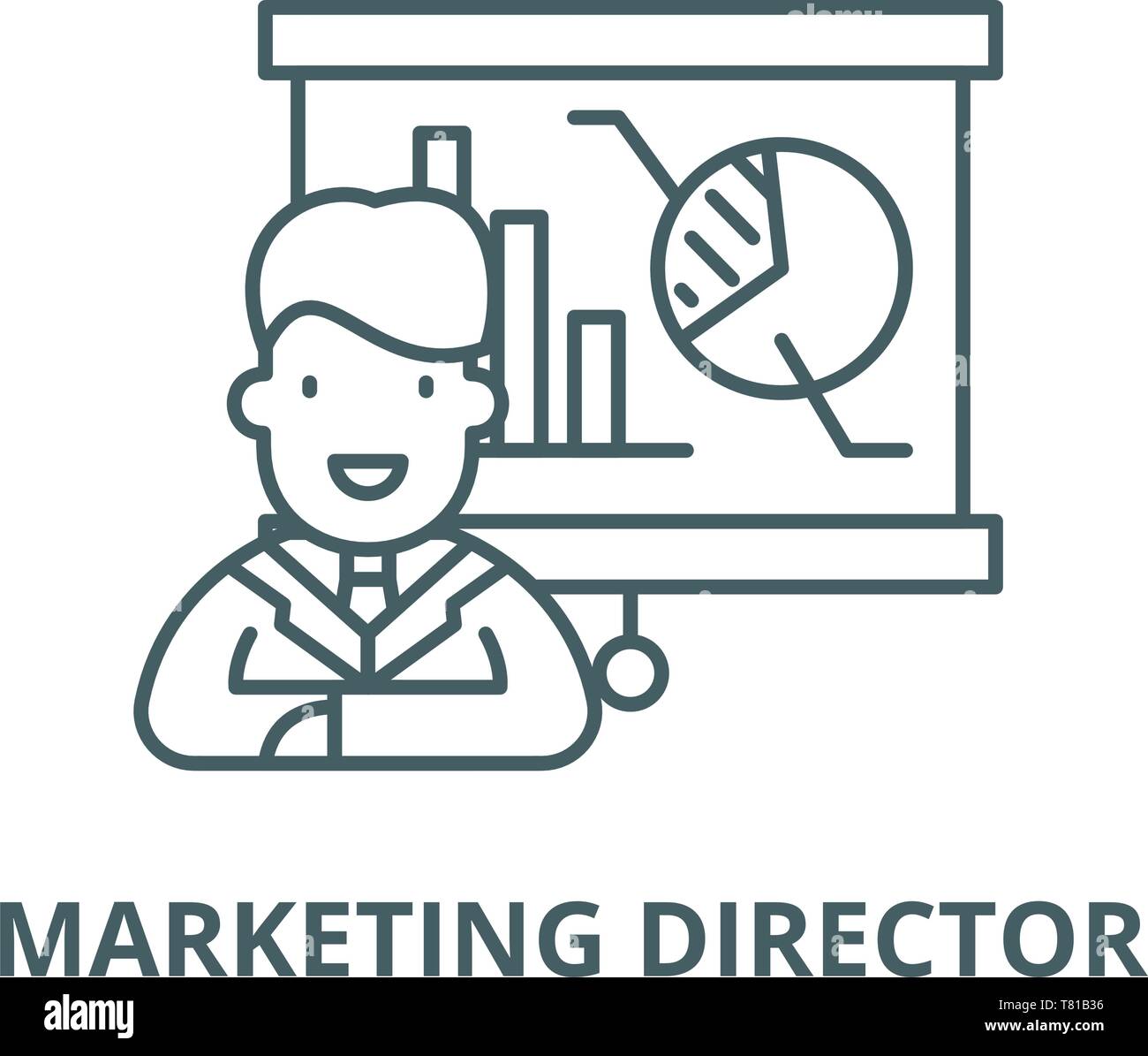 Marketing director vector line icon, linear concept, outline sign ...