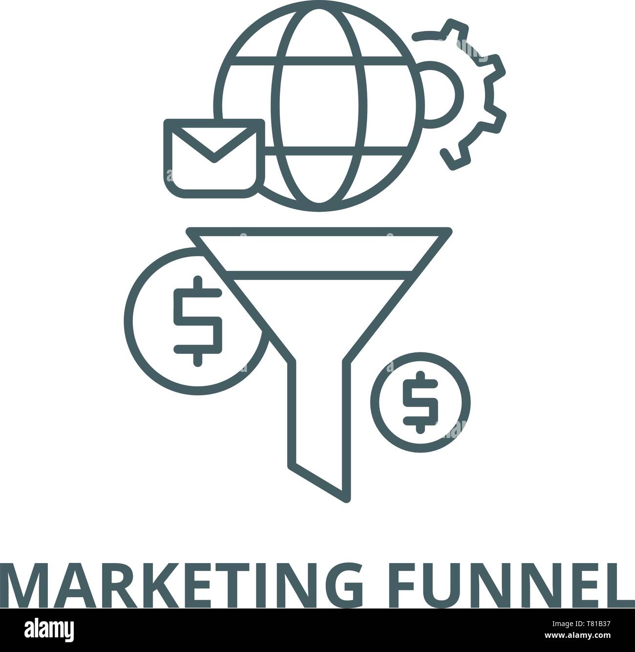 Marketing funnel vector line icon, linear concept, outline sign, symbol ...